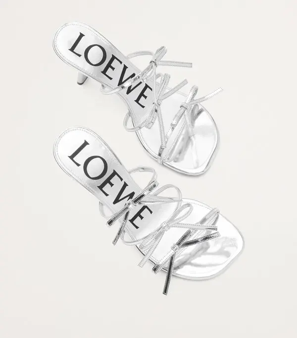 Loewe Metallic Leather Petal Bow Sandals