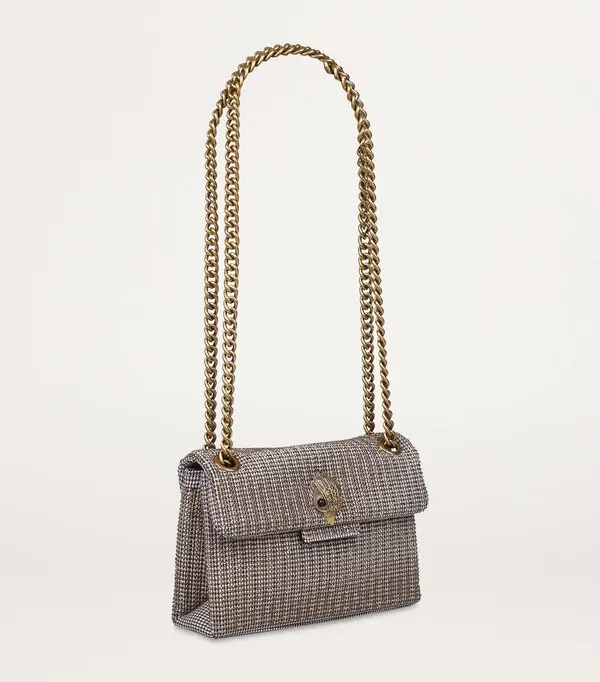 Kurt Geiger Mini Houndstooth Kensington Shoulder Bag - Beige