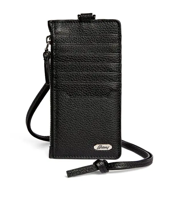 Brioni Leather Card Holder - Black
