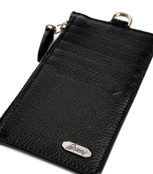 Brioni Leather Card Holder - Black