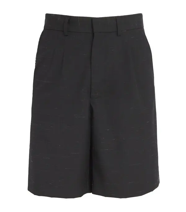 Commas Wool-linen Heathered Tailored Shorts - Black
