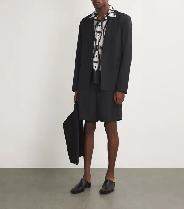Commas Wool-linen Heathered Tailored Shorts