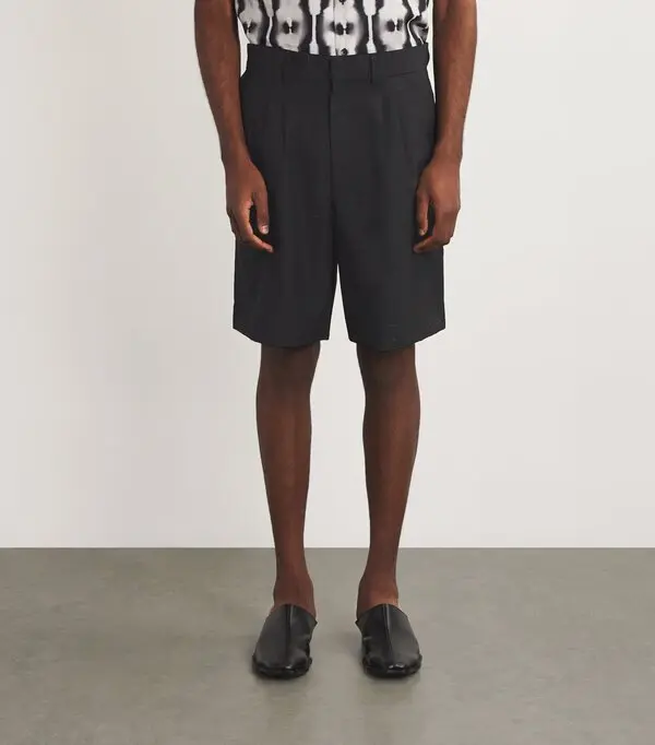 Commas Wool-linen Heathered Tailored Shorts