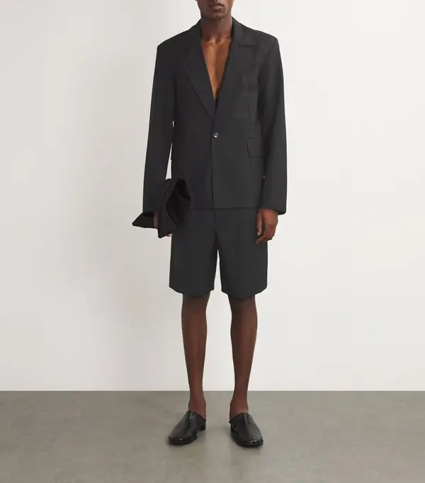 Commas Wool-linen Heathered Tailored Shorts