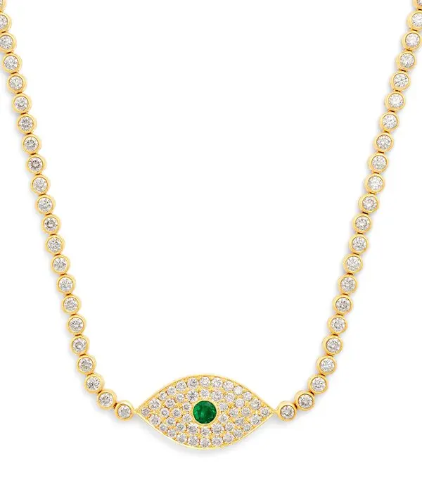 ANITA KO Diamond And Emerald Evil Eye Choker Necklace - Gold