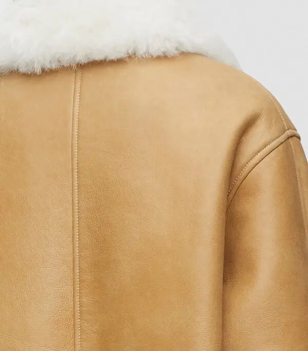 Loewe Shearling-trim Leather Jacket - White