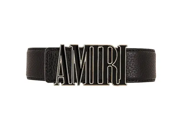 Amiri Logo Buckle Belt - Black/gold