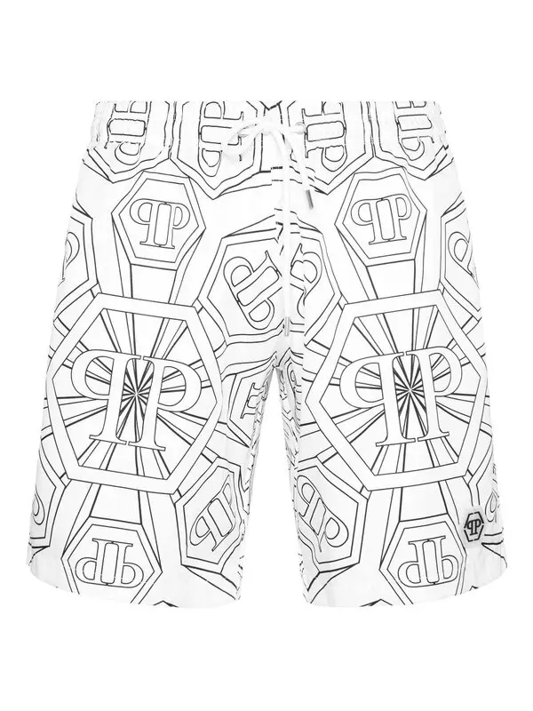 Philipp Plein Monogram Swim Shorts - White