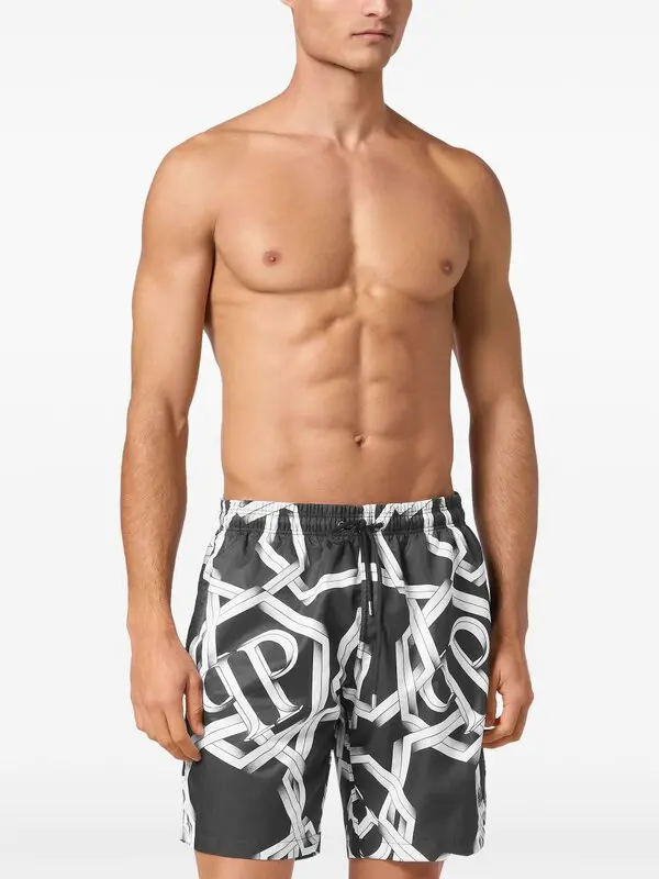 Philipp Plein Printed Swim Shorts - Black