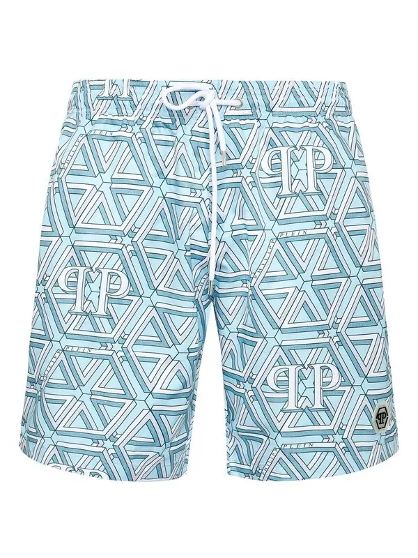 Philipp Plein Monogram Swim Shorts - Blue