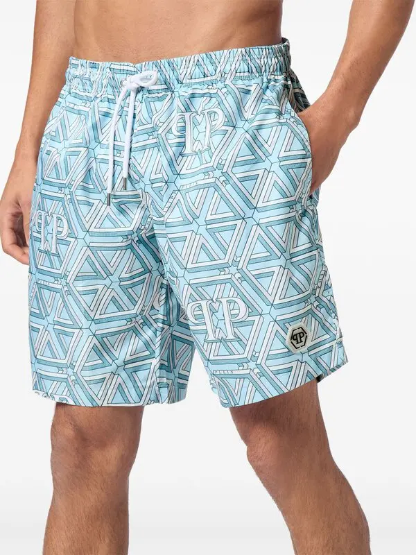 Philipp Plein Monogram Swim Shorts - Blue