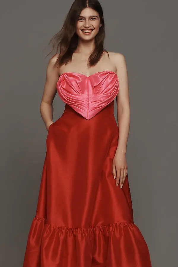 hutch strapless column satin maxi dress Strapless Column Satin Maxi Dress