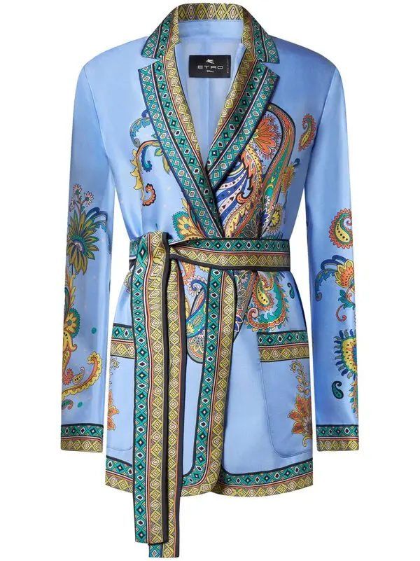 Etro Silk Twill Blazer - Blue