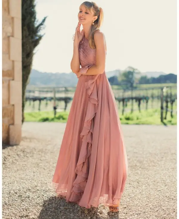 Mac Duggal Iridescent One-Shoulder Ball Gown - Rose Gold | Editorialist