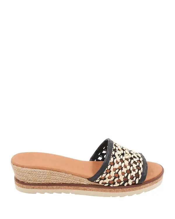 Andre Assous Nessie Wedge Sandals - Black Natural