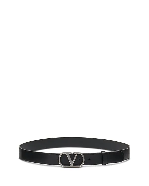 Valentino Garavani H. 30 Buckle Leather Belt - Black
