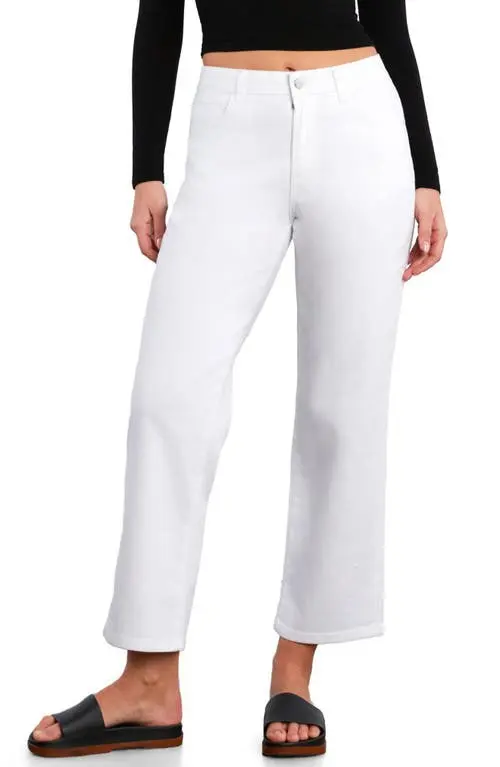 HINT OF BLU Ankle Straight Leg Jeans - White