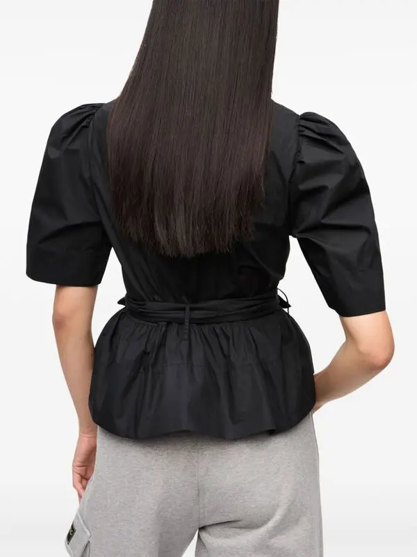 GANNI Bow-detail Blouse - Black
