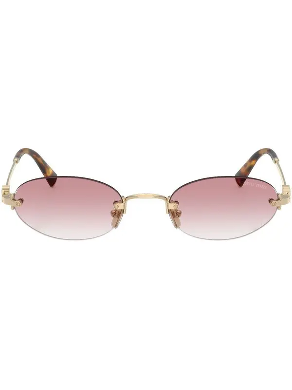 Miu Miu Oval-frame Sunglasses - Gold