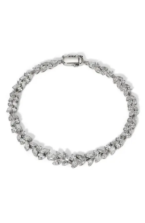 Nadri Cubic Zirconia Clustered Bracelet - Rhodium