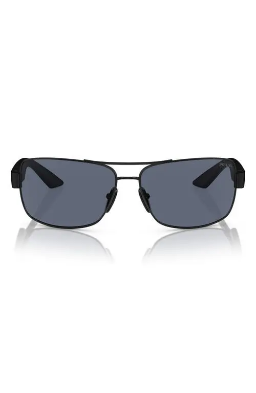 Prada 65mm Oversized Pillow Sunglasses - Matte Black