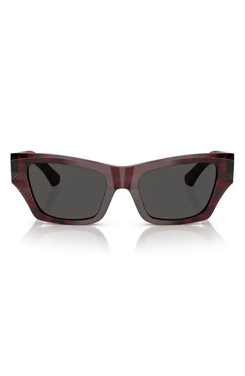 Burberry 52mm Cat-eye Sunglasses - Red Check/ Dark Grey