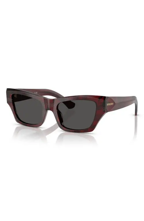 Burberry 52mm Cat-eye Sunglasses - Red Check/ Dark Grey