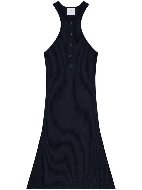 COURREGES Cotton Rib Knit Dress - Blue