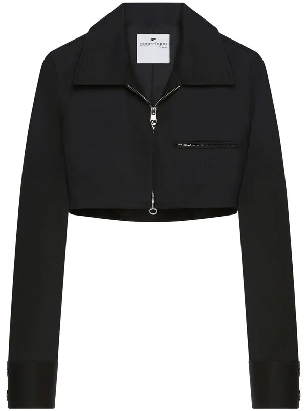 COURREGES Logo-embellished Cropped Jacket - Black