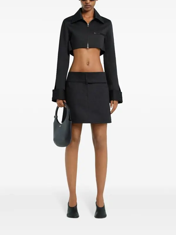 COURREGES Logo-embellished Cropped Jacket - Black