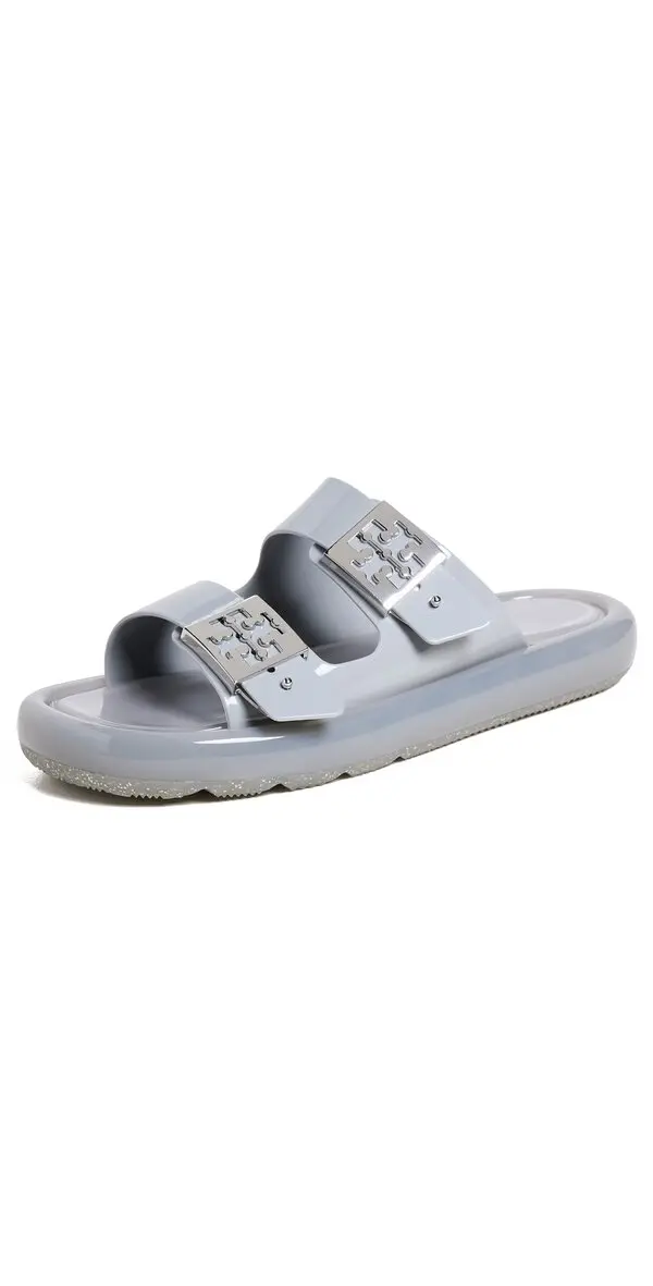 Tory Burch Buckle Bubble Jelly Sandals In Light Grey/Silver 60