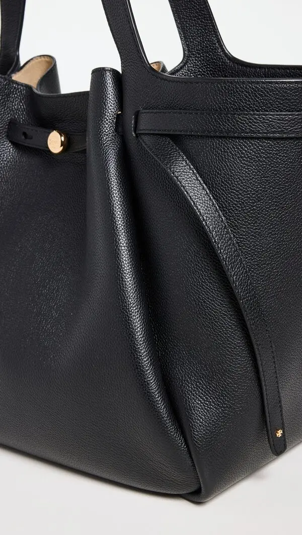 Tory Burch Pebbled Leather Tote - Black