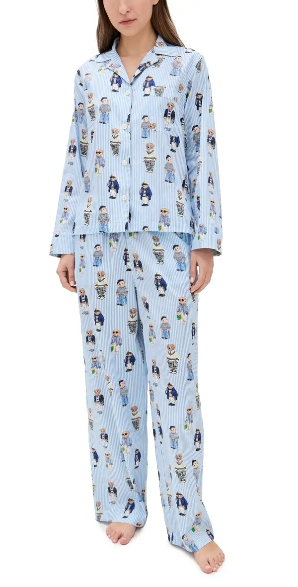 Polo Ralph Lauren Madison All Over Bear Pajama Set - Oxford Blue