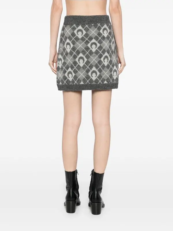 MARINE SERRE Moon Argyle Knit Mini Skirt - Grey