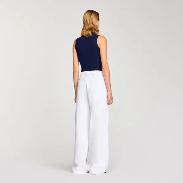 Sandro Topstitched Wide-leg Jeans