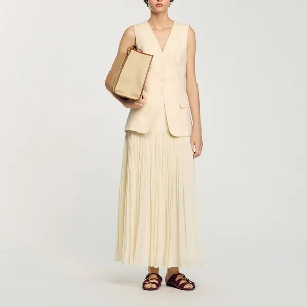 Sandro Sleeveless Linen Jacket - Ecru