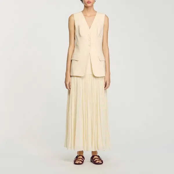 Sandro Sleeveless Linen Jacket - Ecru