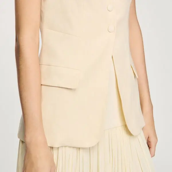 Sandro Sleeveless Linen Jacket - Ecru