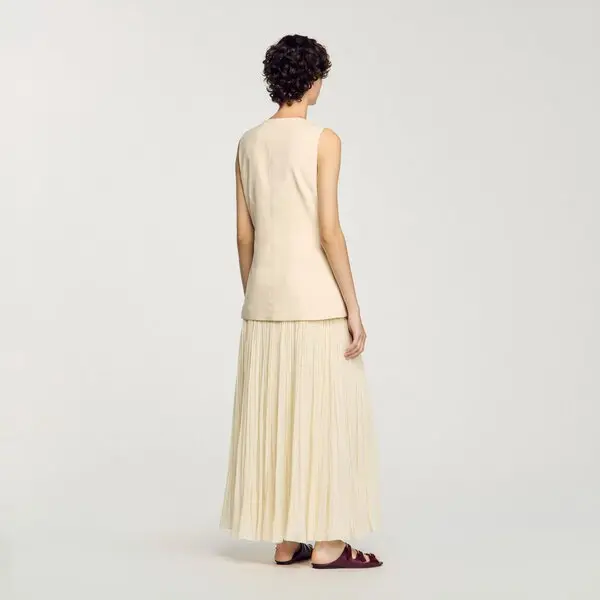 Sandro Sleeveless Linen Jacket - Ecru