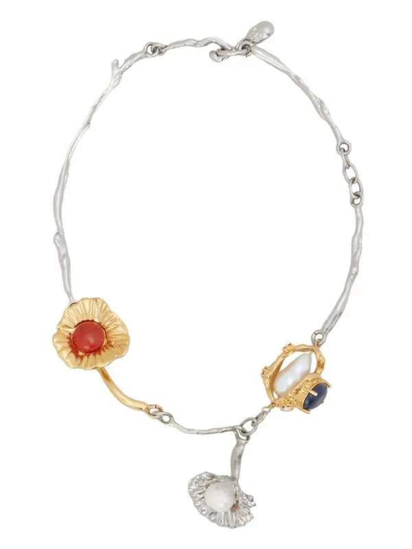 Marni Flower Charms Necklace - Silver