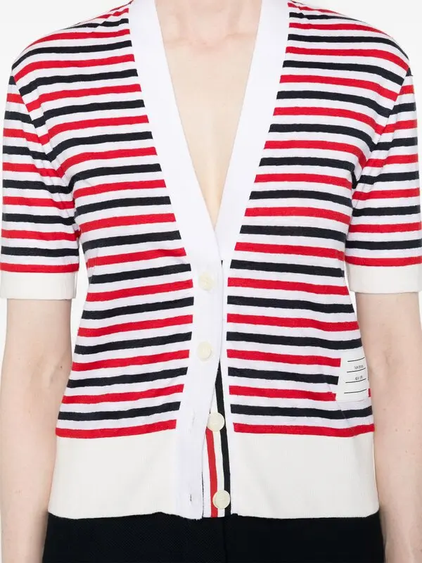 Thom Browne Striped Linen Cardigan