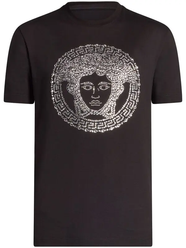 Versace Medusa-rhinestone T-shirt - Black