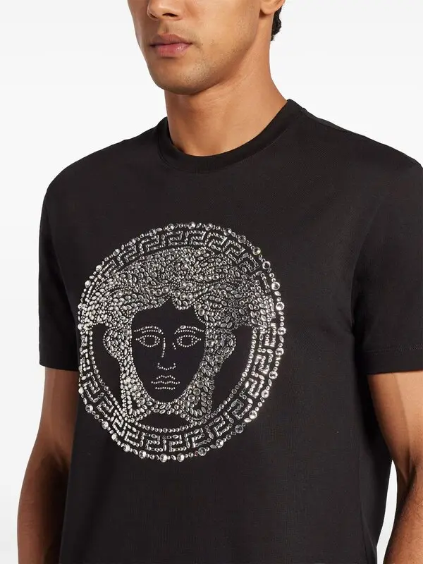 Versace Medusa-rhinestone T-shirt - Black