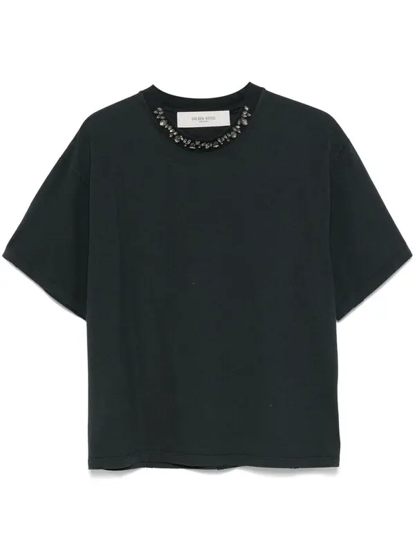 GOLDEN GOOSE Embellished Cotton T-shirt - Black