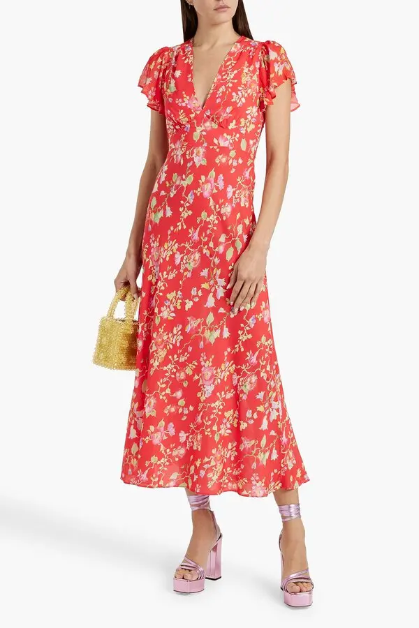 rixo florida midi dress Rent Rixo Navy Dress UK 10