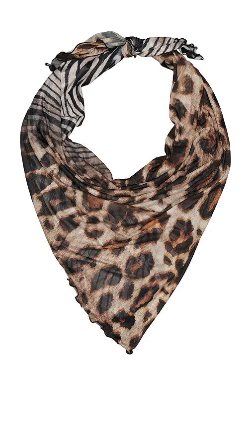 Agua Bendita X Verona Scarf In Brown - Wild Leopard Multi