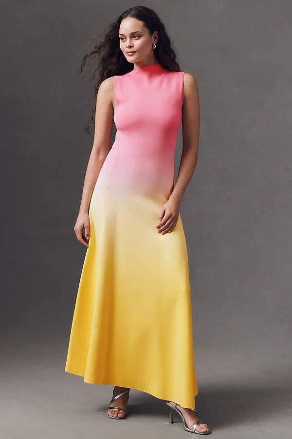 Acler Orkney Asymmetric Ombre Midi Dress - Rising Sun Ombre
