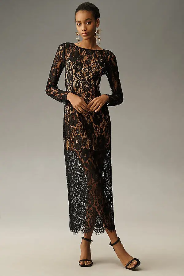 chinese dress ladies Fleur du Mal Le Stretch Lace Long Sleeve Dress main image 0