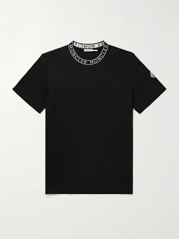 Moncler Slim-fit Logo-appliquéd Cotton-jersey T-shirt - Black