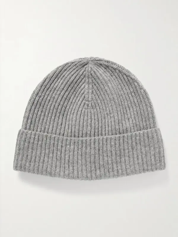 Mr P. Cairn Ribbed Cashmere Beanie - Gray